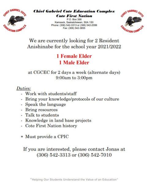 In-resident Kici-Anishinabe – CGCEC – Cote First Nation