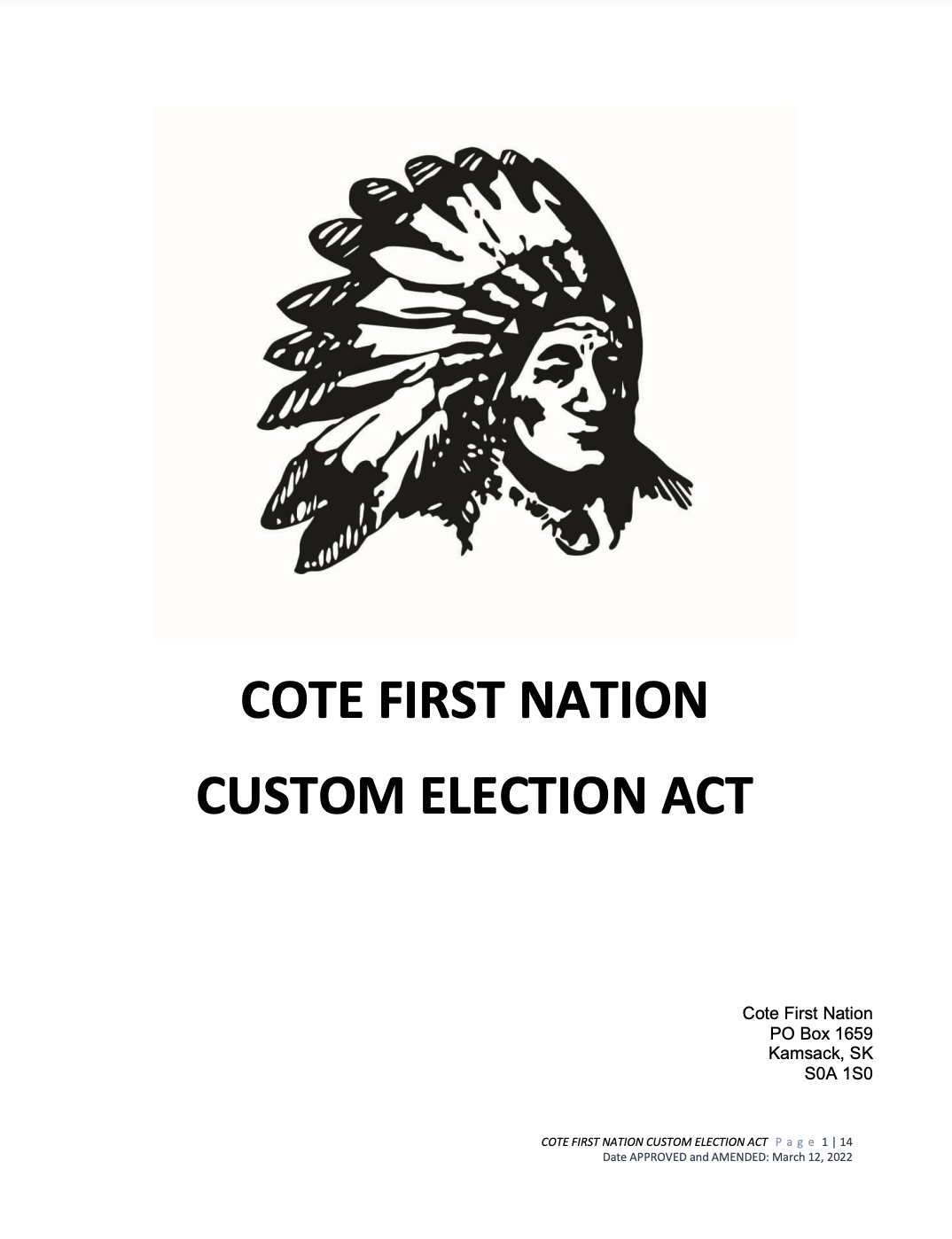 Election Act – Cote First Nation